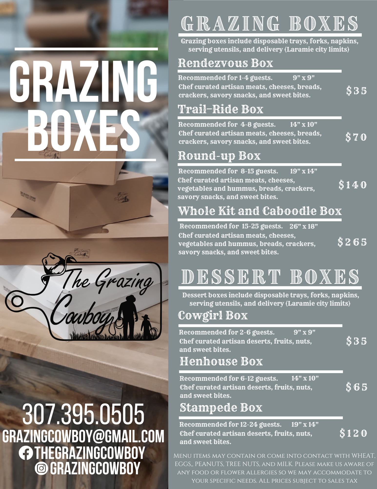Menus – The Grazing Cowboy