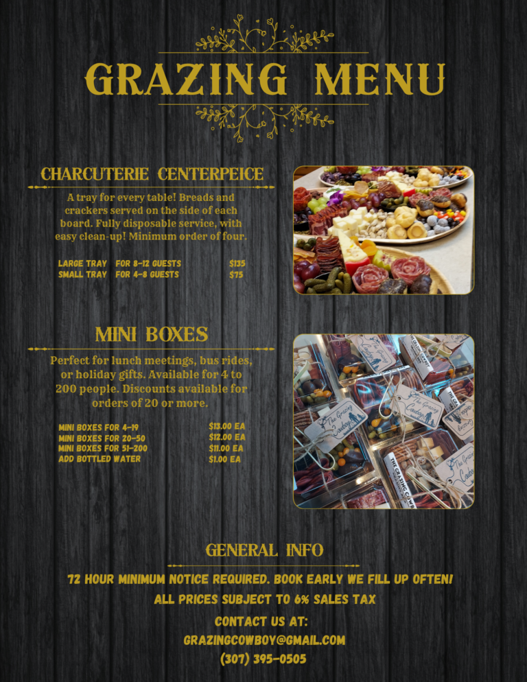 Menus – The Grazing Cowboy